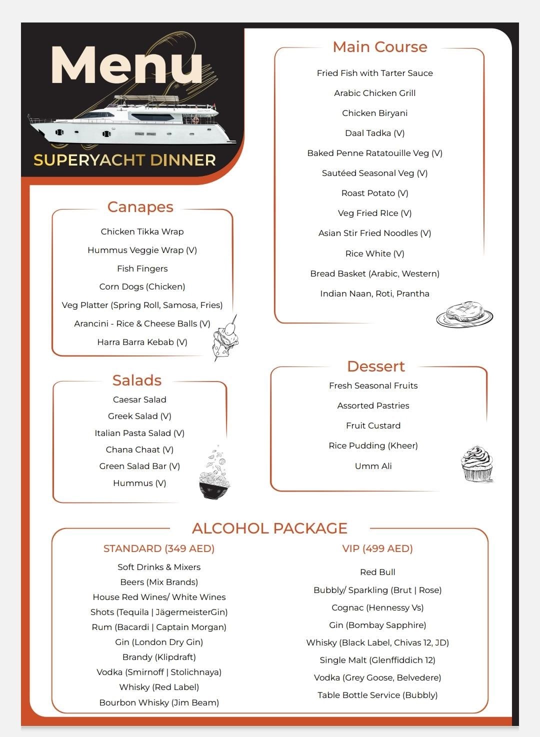 Superyacht Marina Dinner yacht Cruise from Megayacht